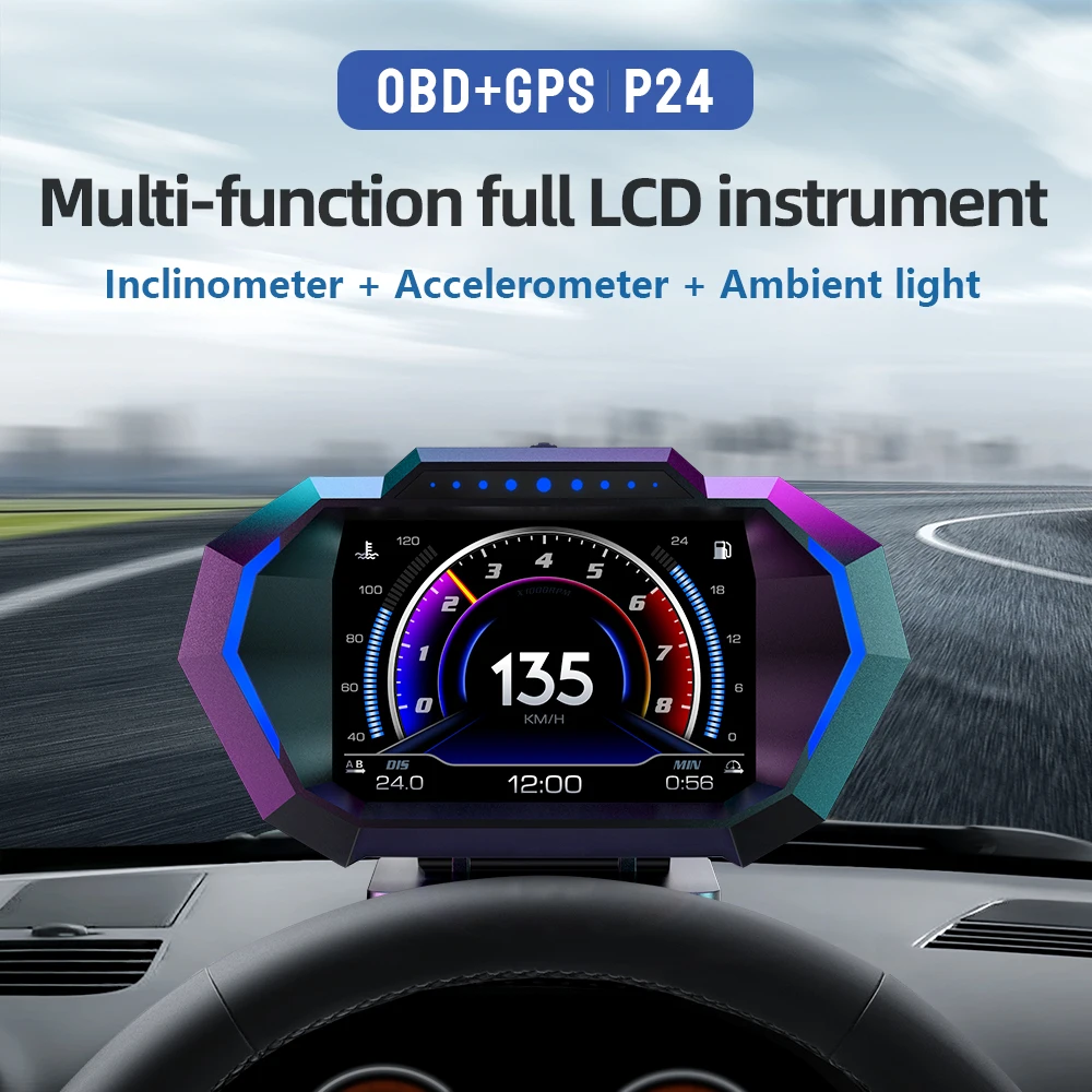 Multiple Languages Smart Hud P24 Obd2 Gps Turbo Pressure Speedometer ...
