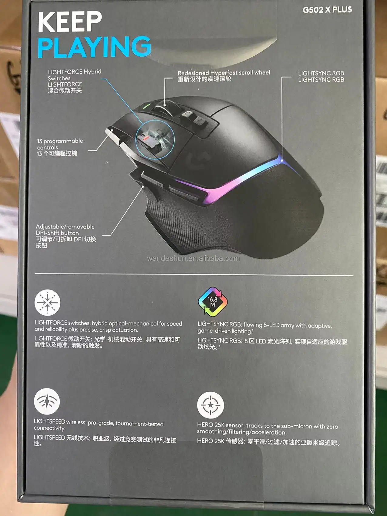 Original for Logitech G502X PLUS USB Wireless Gaming Mouse Right Long ...