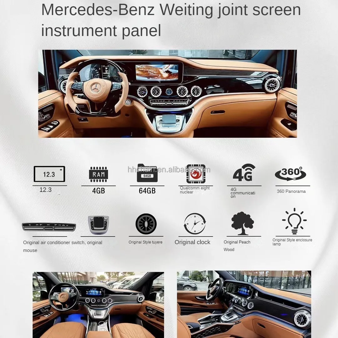 Upgraded Center Console Dashboard With 360 Panoramic Navigation Interior Modification Vito W447 ...