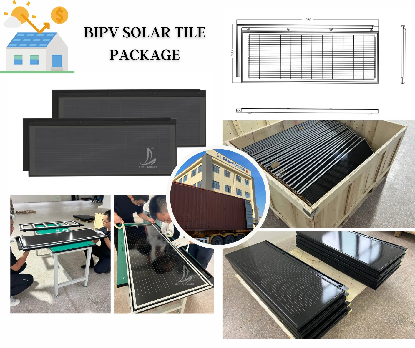 80 Watt Roof Solar Tile Bipv Energy Complete Off-grid Solar System ...