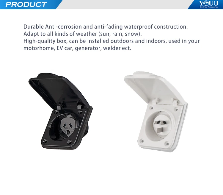 YOUU Australia Caravan Inlet BLACK 15 Amp Power Boat Motor Home RV 250V ...