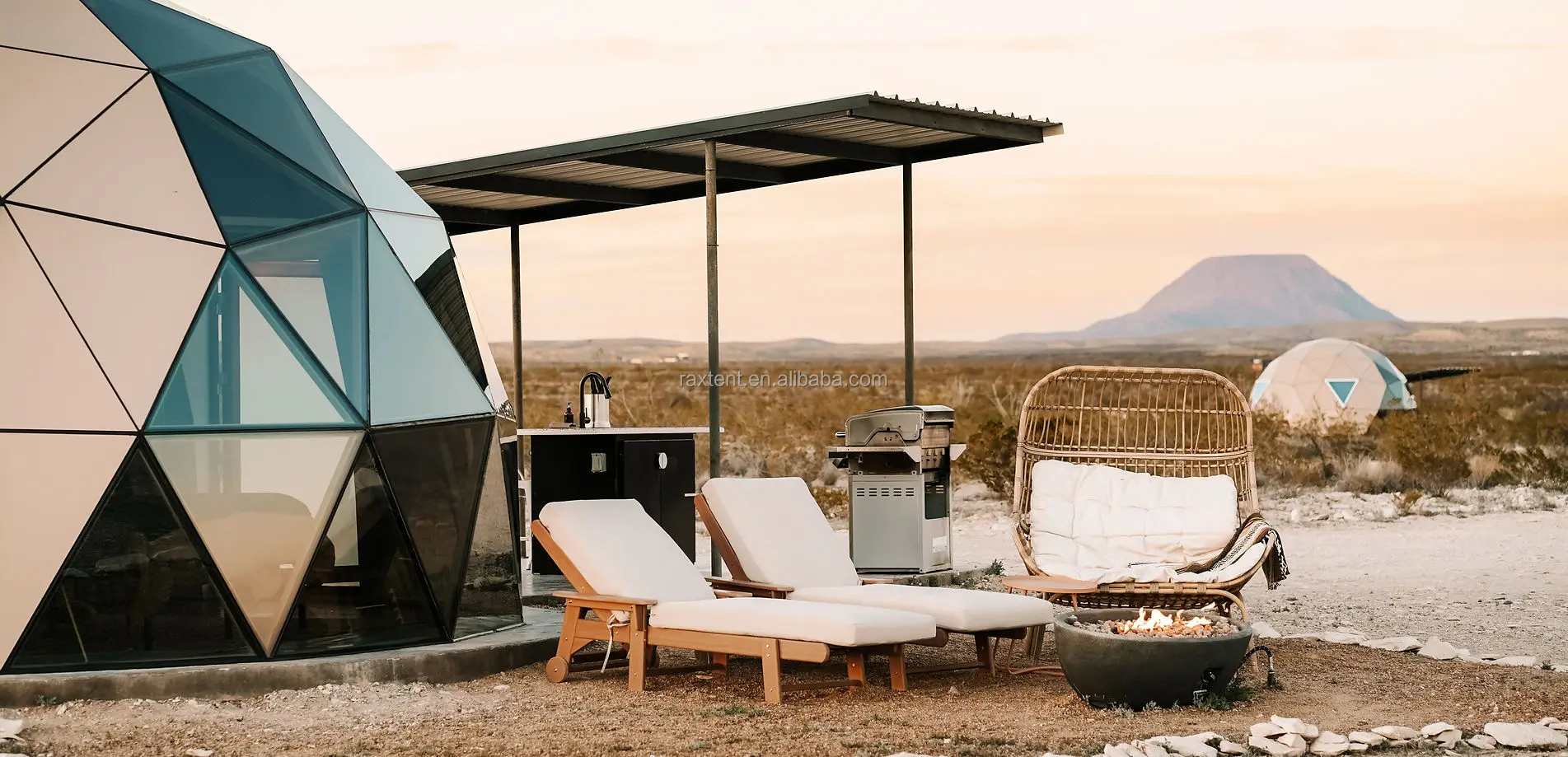 6m7m Geodesic Dome For Luxury Glamping With Solid Panel And Tempered ...