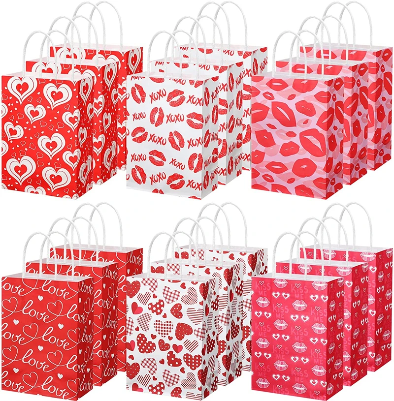 KM Mixed Style Love Heart Gift Bags - Eco-Friendly & Customizable