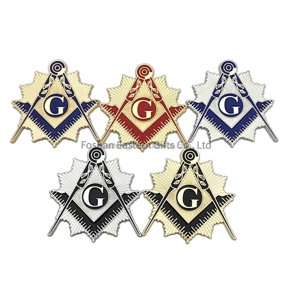 Masonic logo Metal Car Badge Antique 3'' Freemasory Regalia Emblem Cut ...