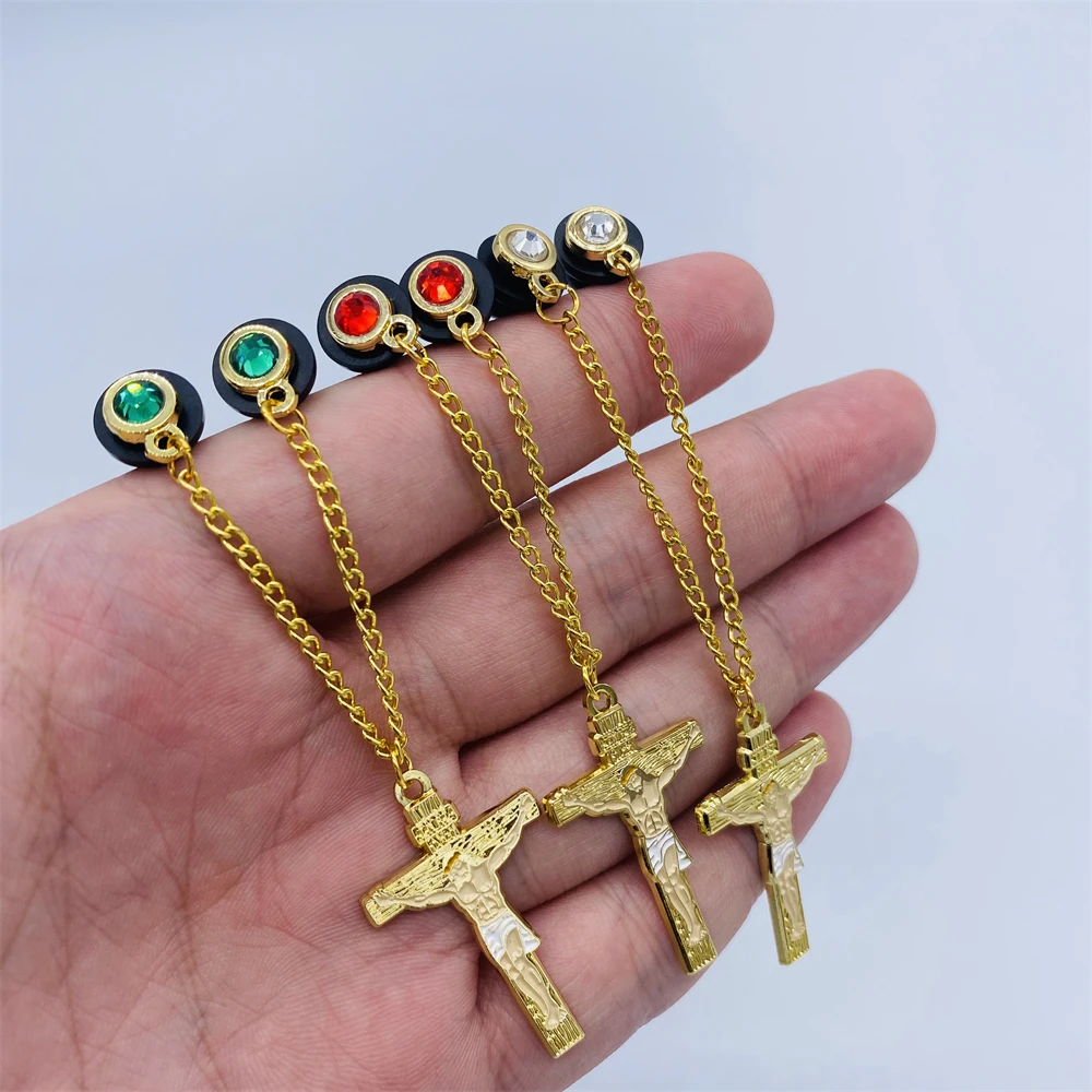 Custom Metal Cross Charm with Crystal Enamel Pin Pendant