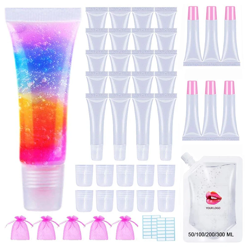Wholesale Custom Logo Glitter Vegan Clear Bulk Gel Lip Gloss