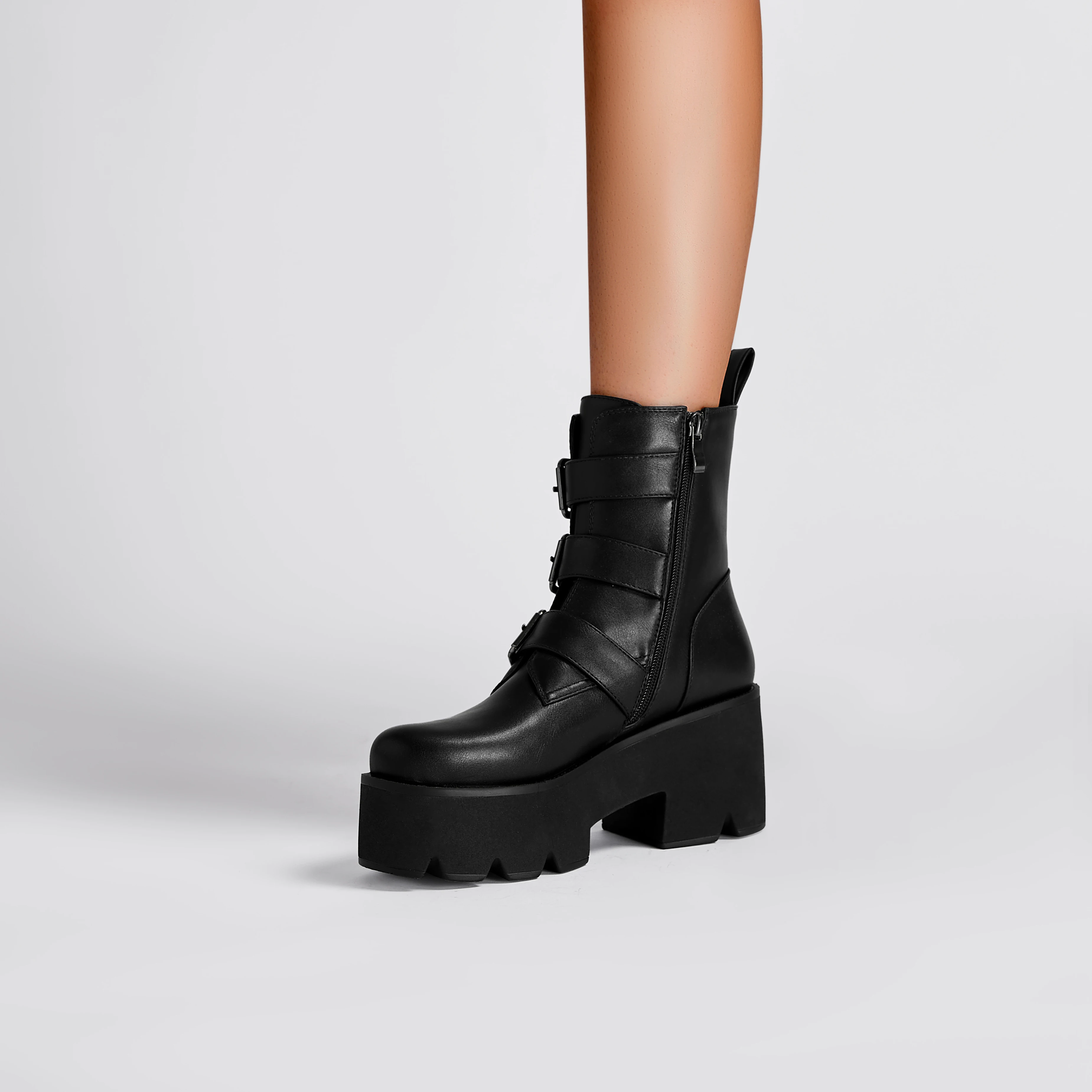 High Quality Fashion Comfortable Mid Calf Black Cool Thick Sole Women's ...