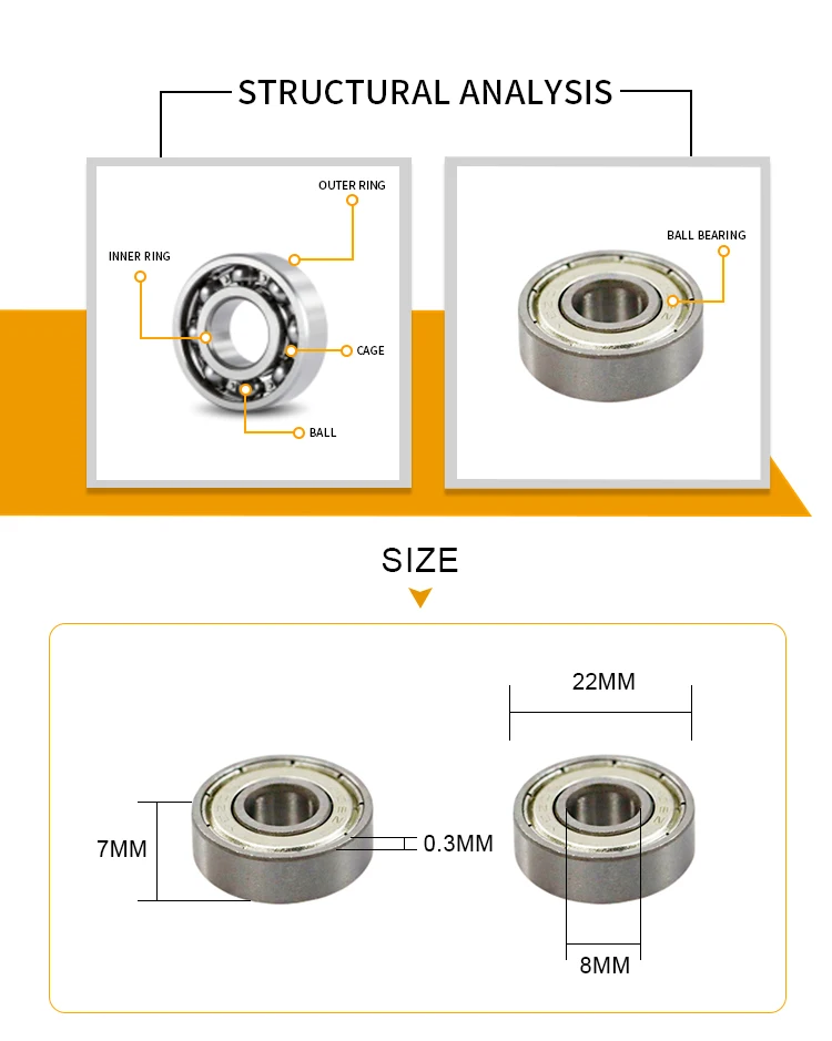 Yczco Carbon Steel Grinding Bore 608zz Bearing Customized Logo - Buy ...