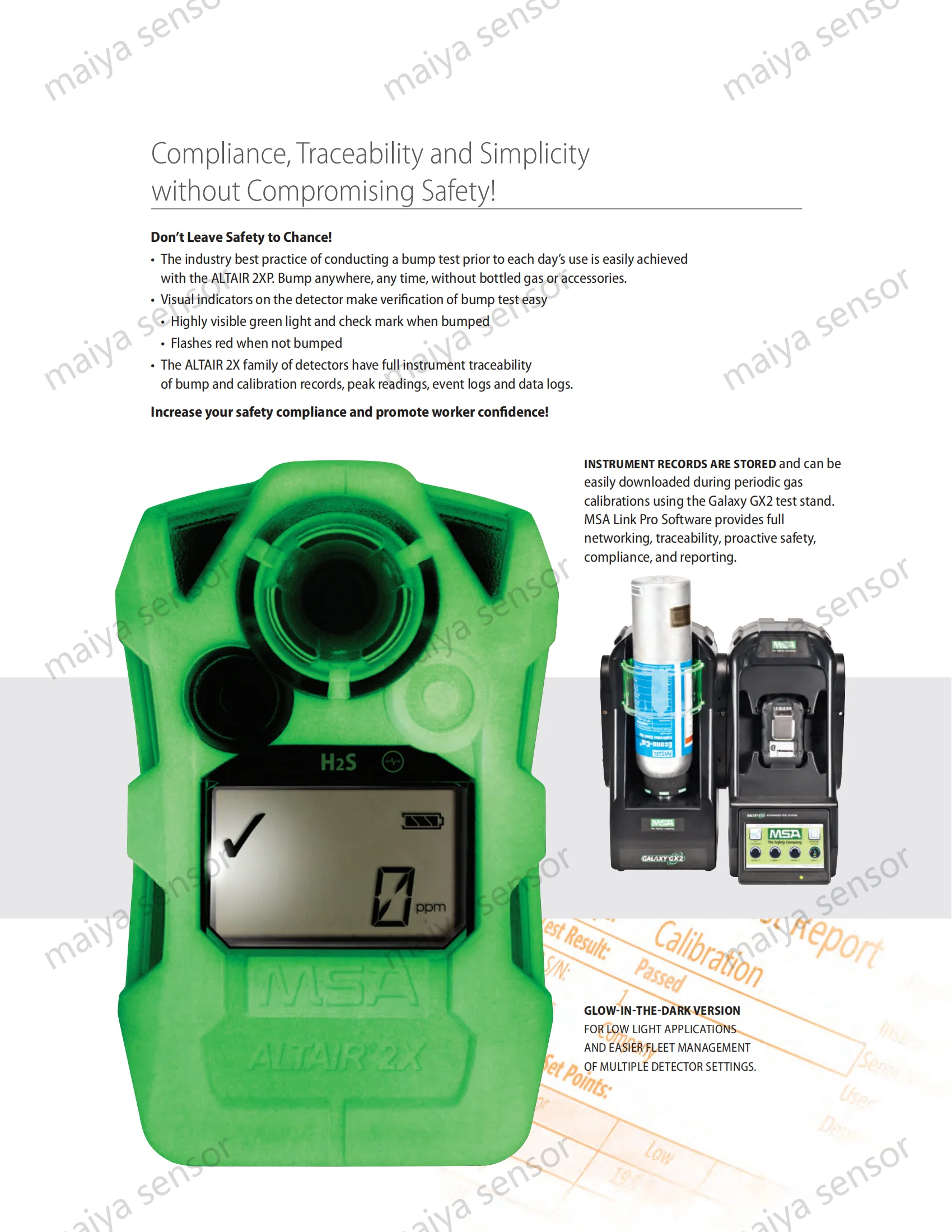 MSA H2S Gas Detector - Reliable MSA ALTAIR 2X for H2S, CO, HCN, NH3