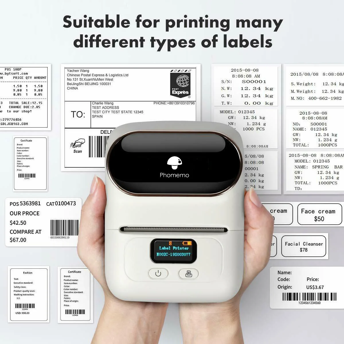 Portable Handheld Sticker Barcode Label Mini Printer Usb Thermal ...