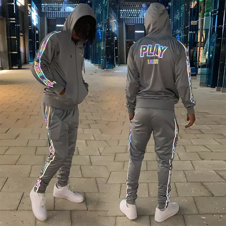 Streetwear Custom Logo Reflective Mens Windbreaker Tracksuit 3m ...