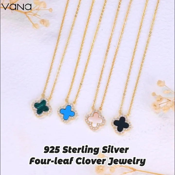 Vana Fine Four Leaf Clover Jewellery 925 Sterling Silver Charm Bracelet Bangle Silver 925 ...