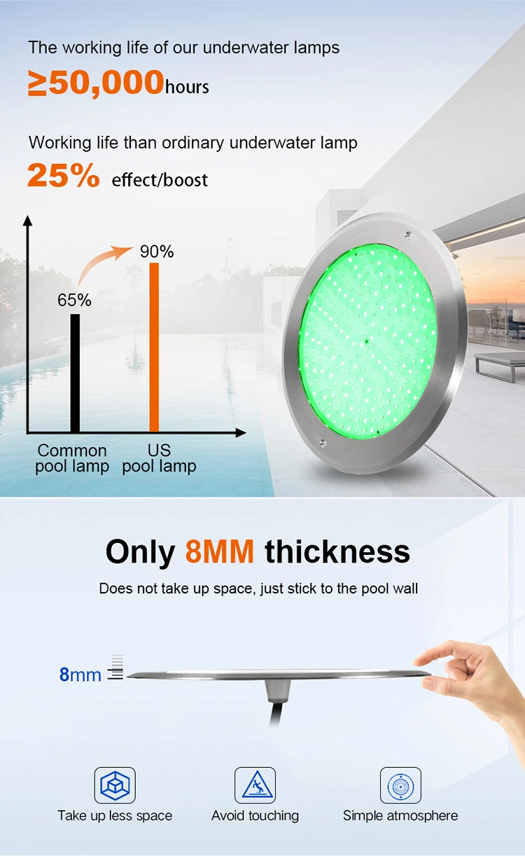12V Pool Lamp IP68 Waterproof RGBW Stainless Steel LED Lights