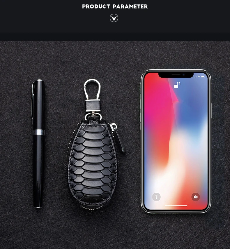 Classic Leather Texture Snake Print Car Key Cover Men Women Car Keys ...