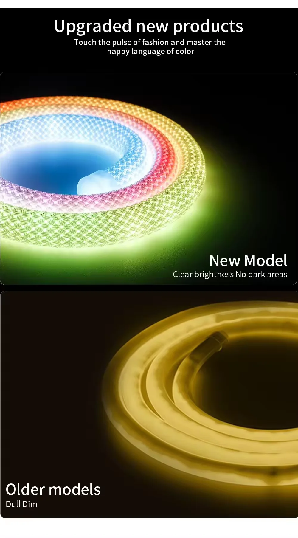 360 Degree Flexible Neon Strip Light Dc24v Silicone Flex Woven LED Neon ...