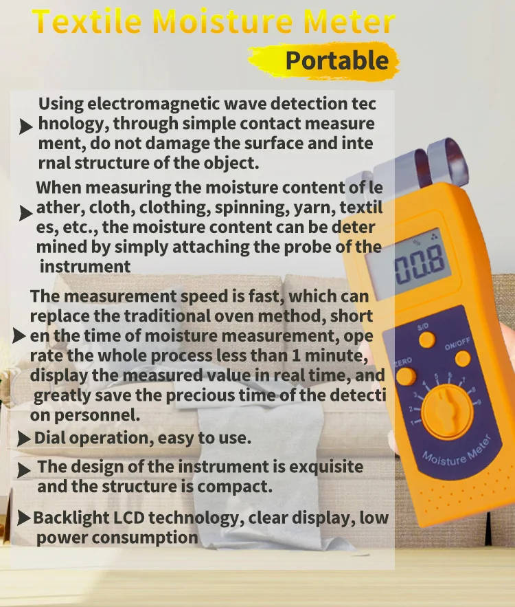 DM200T Moisture Meter for Textile Raw Materials - 1 Year Warranty