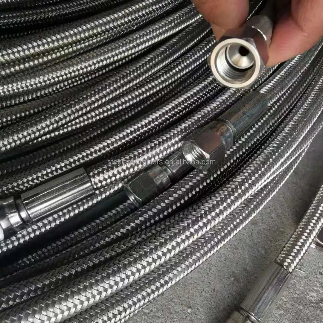 SS304 Wire Braided PTFE Braided Flexible Metal Hose with JIC Female ...