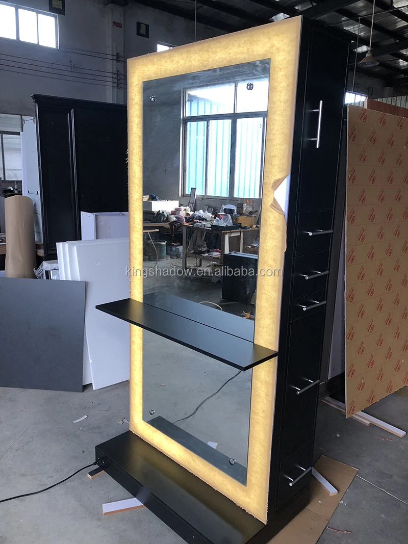 Barbershop Furniture Hairdressing Mirror Styling Salon Stations Double ...