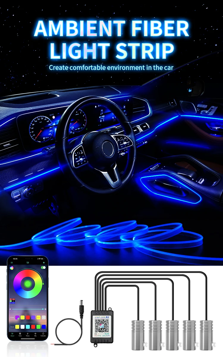 Car Accessories Interior Decorate Atmosphere Light 12v Rgb Led Fiber ...