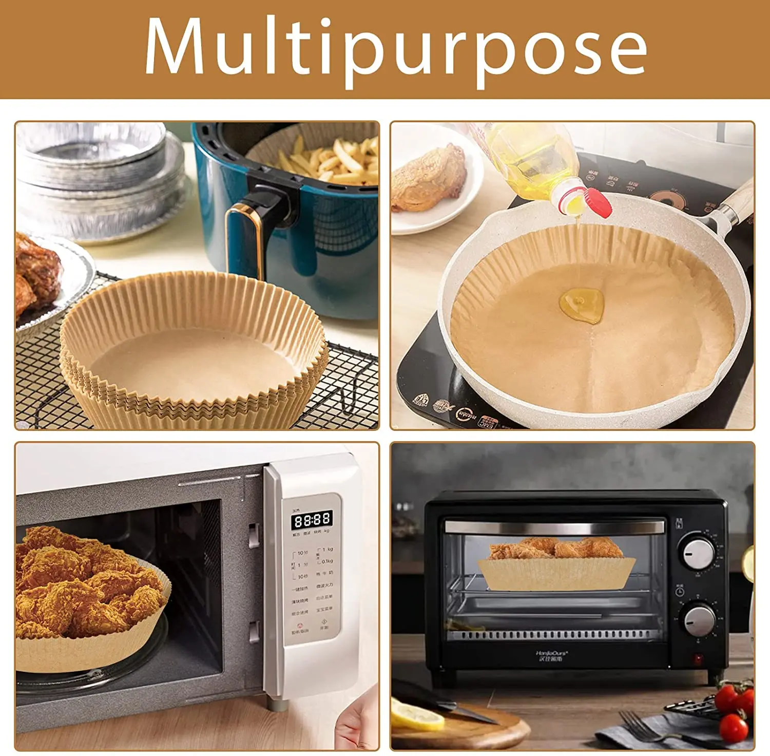Disposable Air Fryer Paper Square Air Fryer Liner for Baking Microwaves ...