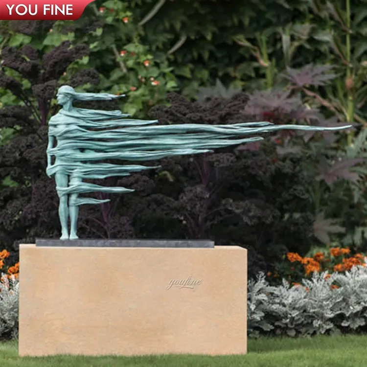 Outdoor Garden Large Bronze Abstract Windy Lady Sculpture