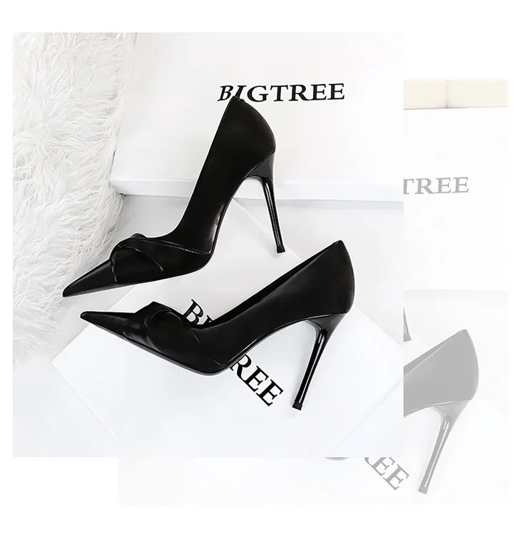 Bigtree Elegant Banquet High Heels Thin Heels Shallow Mouth Pointed Bow Women's Single Sexy ...