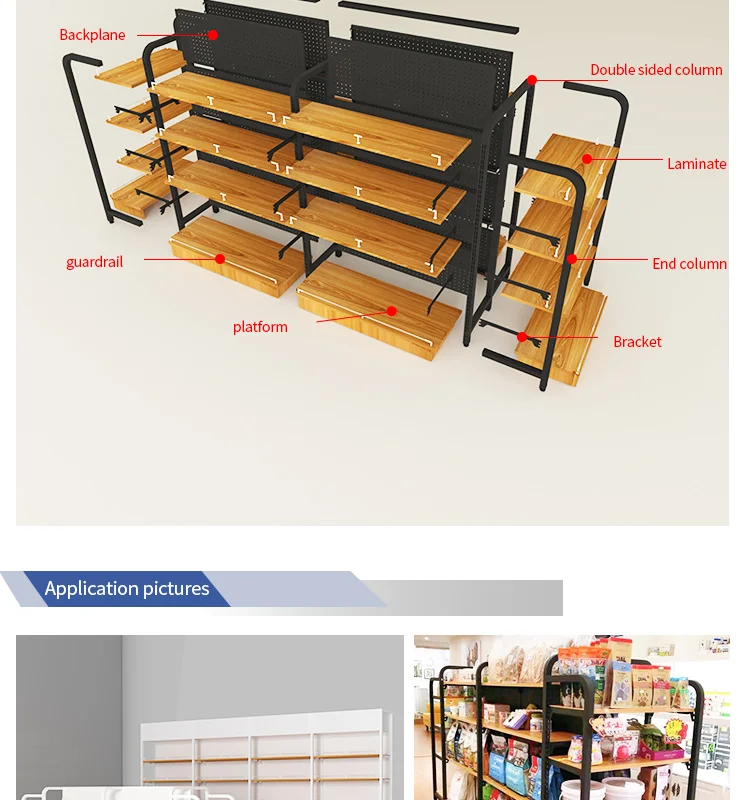 Supermarket Basket Shelving Display Rack Metal Wall Shelf For Retail ...
