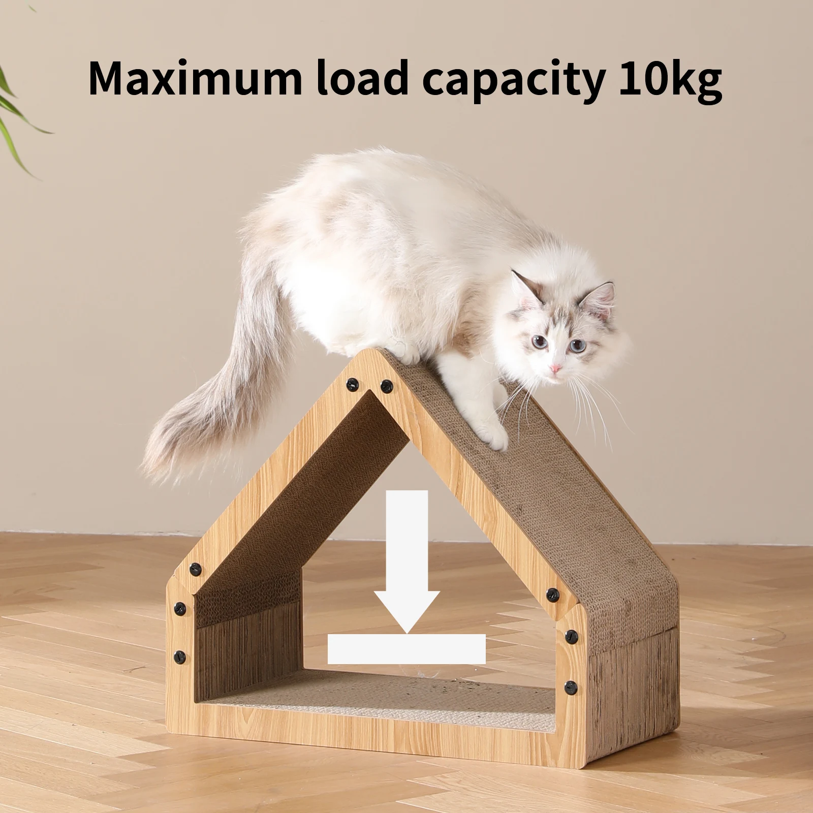 Natural Color Wooden Cat House Indoor Pet Bed Cat Scratching House Cat ...