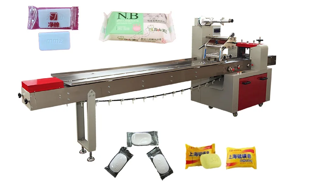 Horizontal Solid Soap Flow Wrapping Packaging Machine Automatic Bar Soap Flexible Packing ...