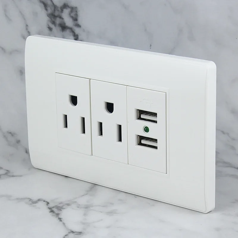 US Standard Wall Socket, Dual Power Socket and Dual USB Socket, Wall ...