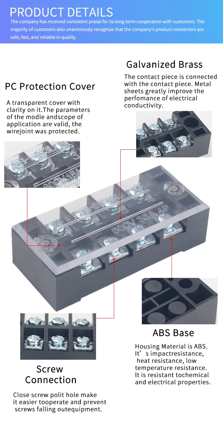 Screw Terminal Block Manufacturer TB Terminal Block 45A 3 Pin Barrier ...