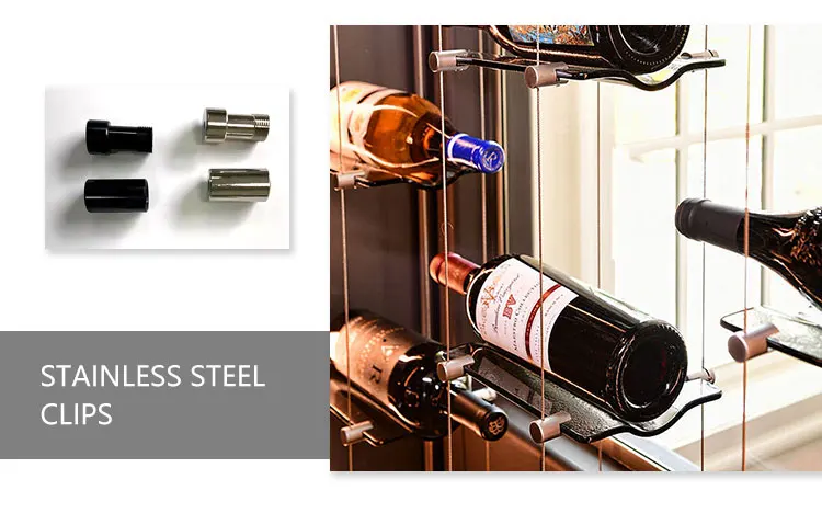 Floating Wine Cable System Wine Racks With Clear Glass Cradles And ...