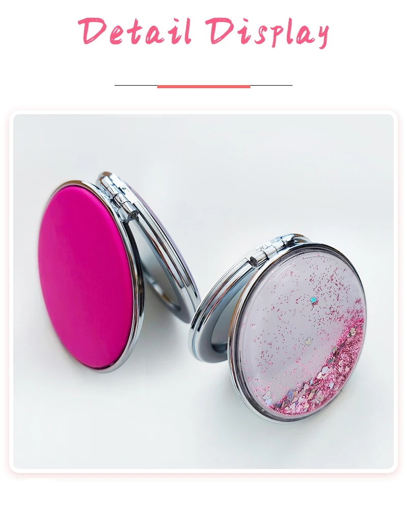 Custom Modern Quicksand Shiny Mini Cosmetic Folding Double Sided ...
