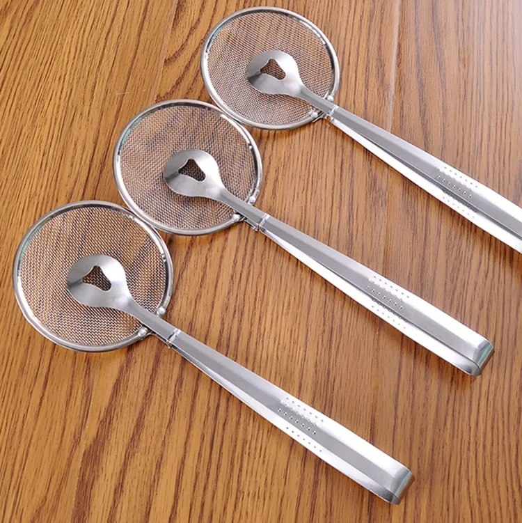 Stainless Steel Kitchen Colander Filter Mesh Spoon Fried Food Oil Scoop ...