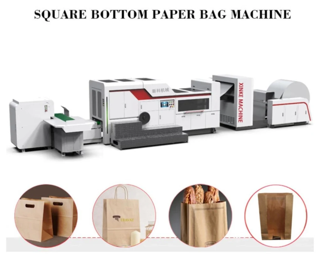 D-cut Square Bottom Shopping Food Paper Bag Making Machine With Handle ...