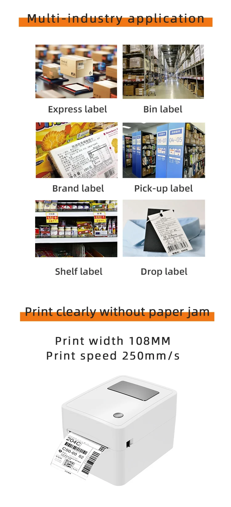 CC-480 Barcode Printer - Efficient Black and White Labeling