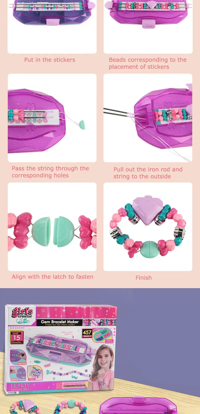Colorful Girls Beads Diy Jewelry Making Kit Creative Diy Bead Diy Craft ...