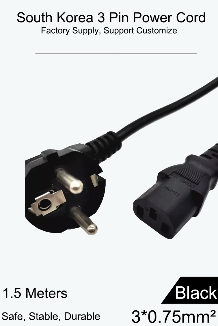 3 Pin Plug Kc Approved Ac Power Cord 16a 250v Without Grounding Hole ...