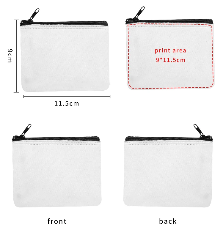 Wholesale Sublimation Neoprene Coin Purse Wallet Blank White with Zipper