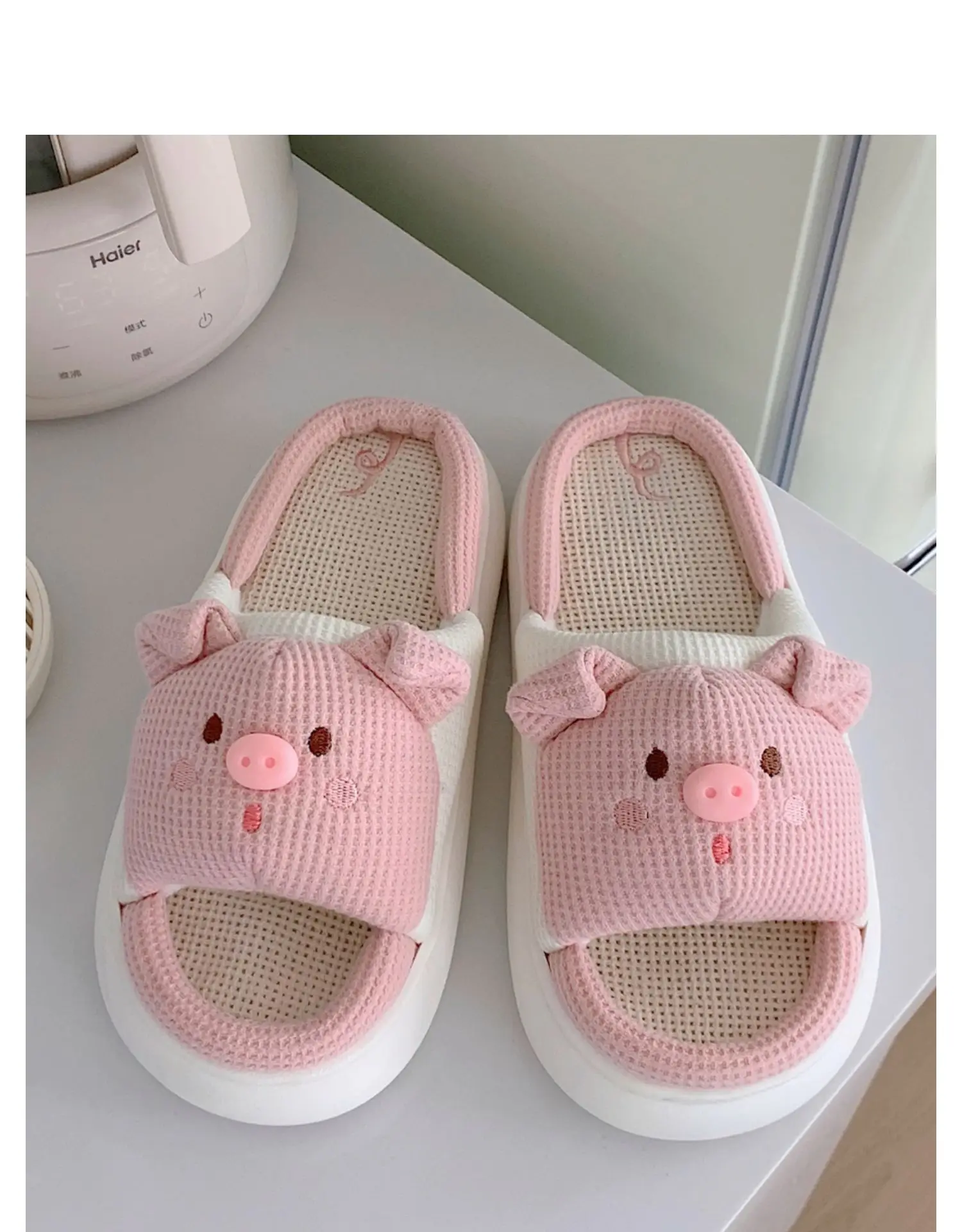 Cute Cartoon Pig Slippers 2024 Women Summer Indoor Bedroom Soft Thick ...
