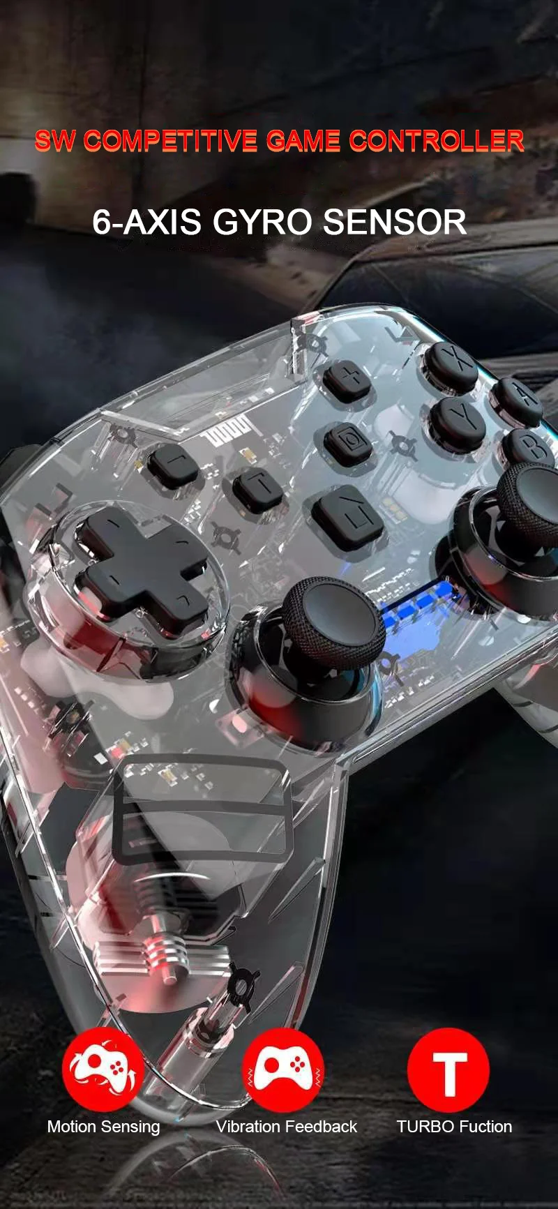 Led Transparent Wireless Bt Usb Pro Joystick Gamepad Video Game Pad ...