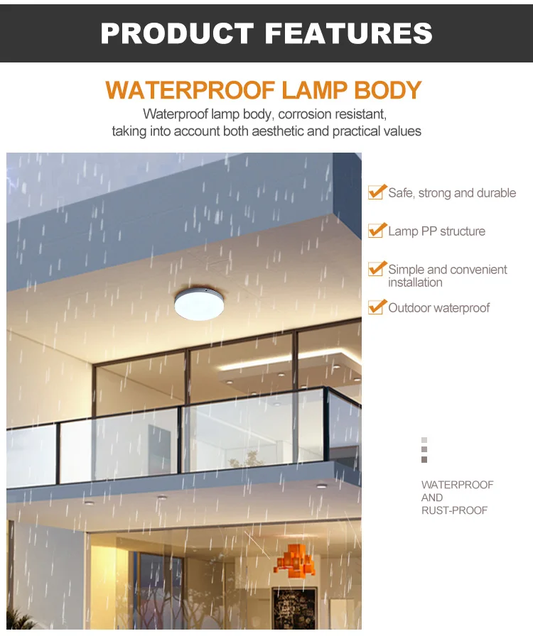 Moisture-proof Led Bulkhead Light Round Surface Mounted Ceiling Light ...