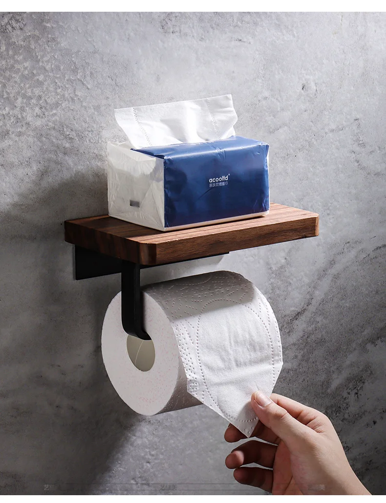 Creative Solid Wood Paper Towel Holder - Walnut Toilet Paper Box