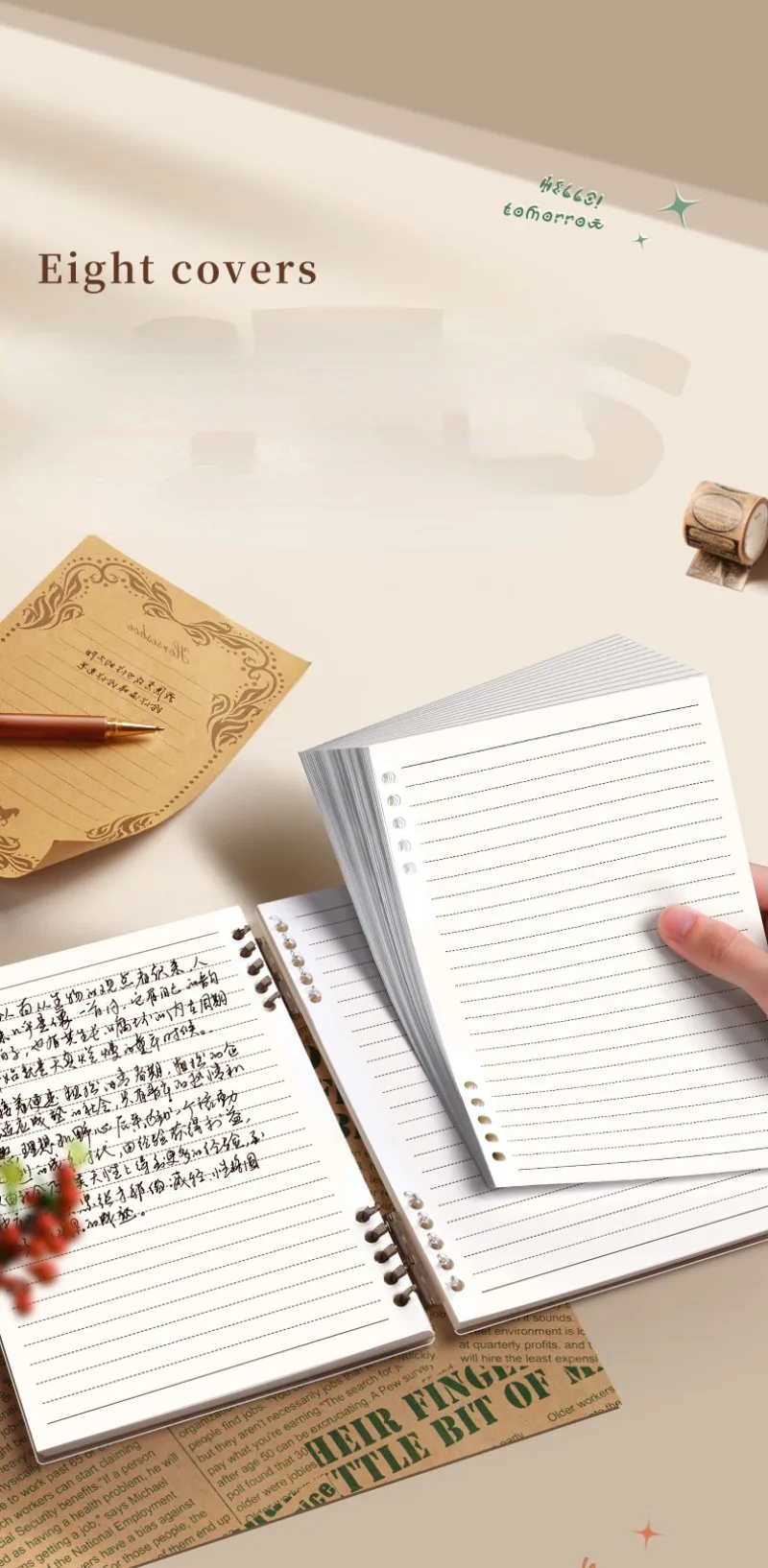 American Loose-leaf Detachable Coil Book English A5 Notes Meeting Notes ...