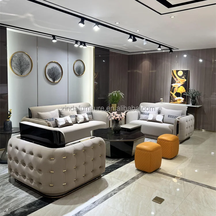 Customizable Furniture - Tufted Button Sofa Set 7 Seater