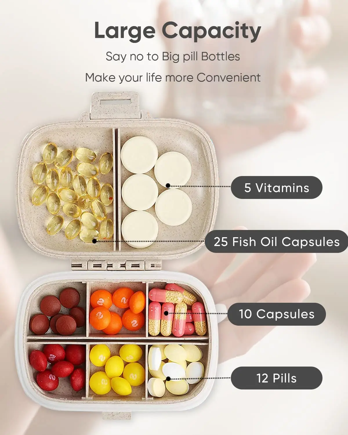 Portable Travel 8 Compartments Small Plastic Pill Storage Case Box ...