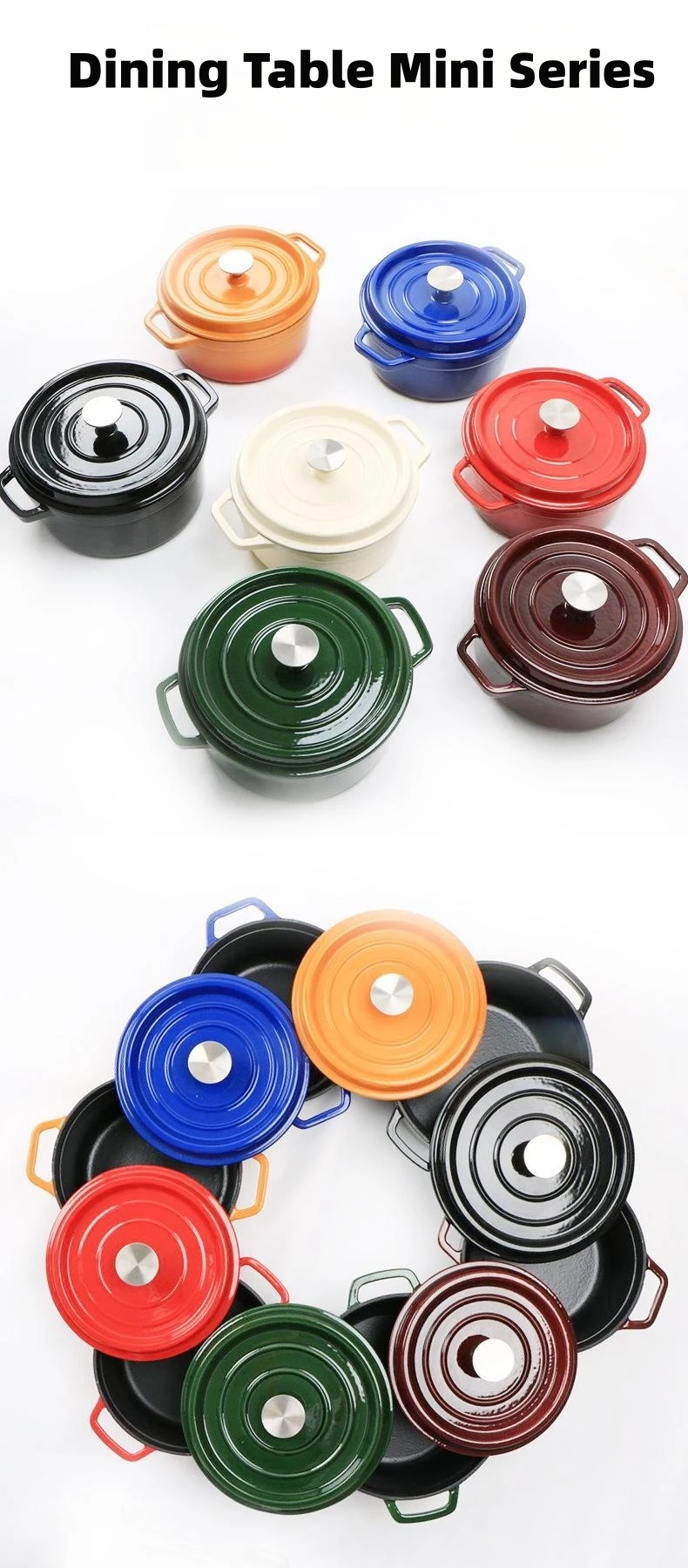 RONGDE Cast Iron Soup Pot Set - Durable Non Stick Cookware