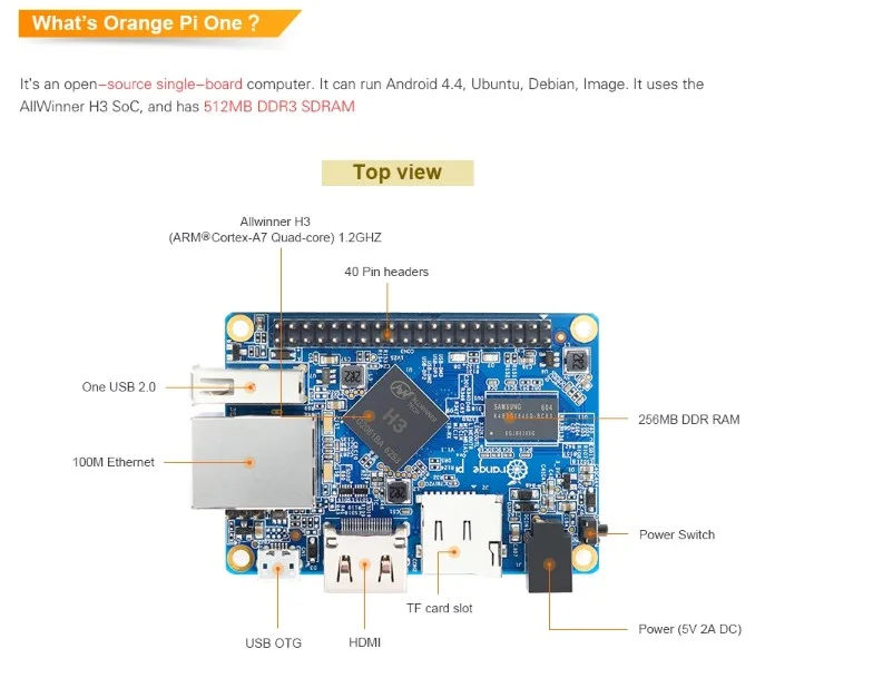 Orange Pi One H3 512MB Quad-Core - Ubuntu & Android Mini PC