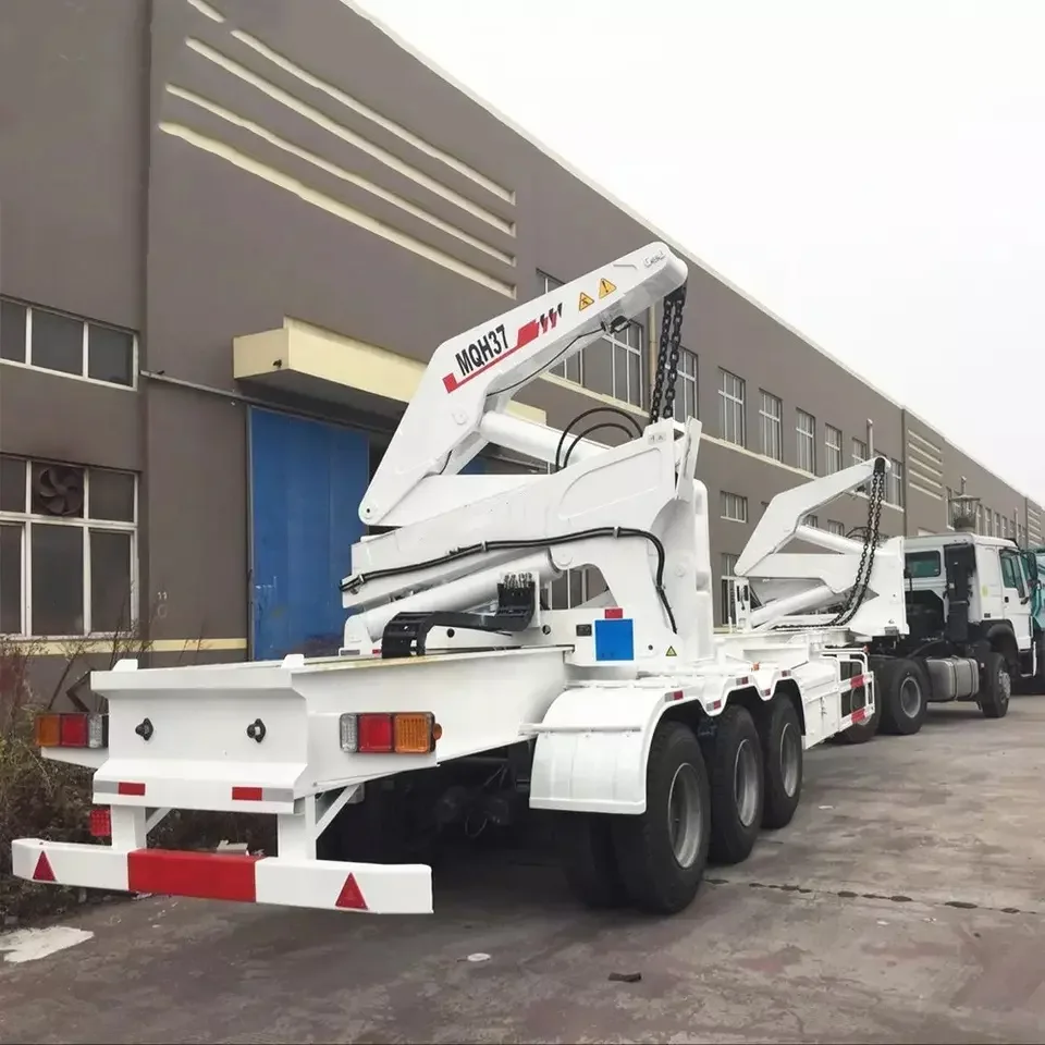 3 Axle 20ft 40ft Hydraulic Skeleton Crane Trailer Side Lifter Self ...