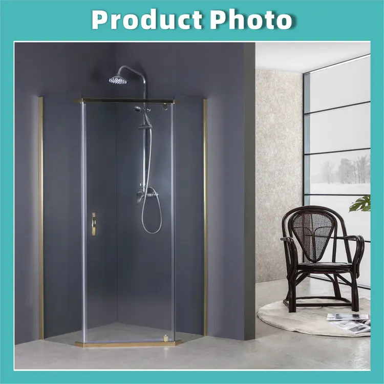Golden Luxury Hinge Shower Door Diamond Bathroom Shower Enclosure ...